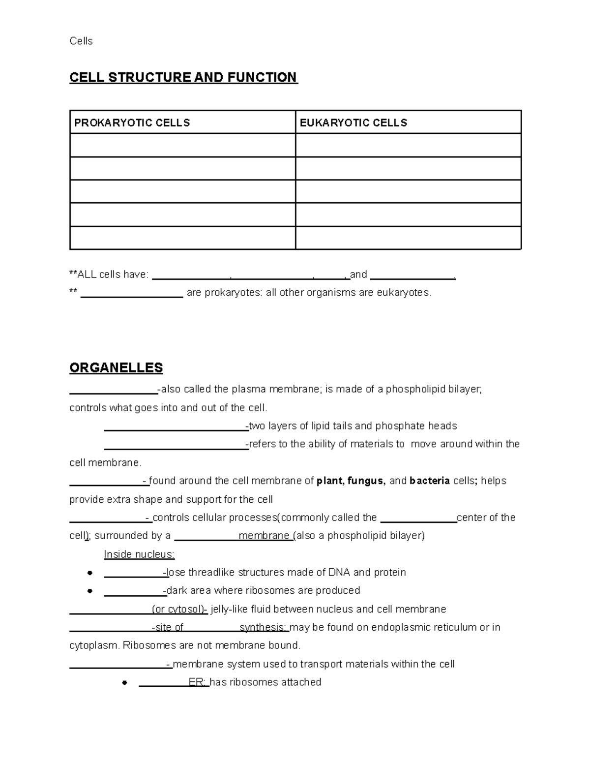 Cell notes-2 - The following are notes for cells. - Cells CELL ...