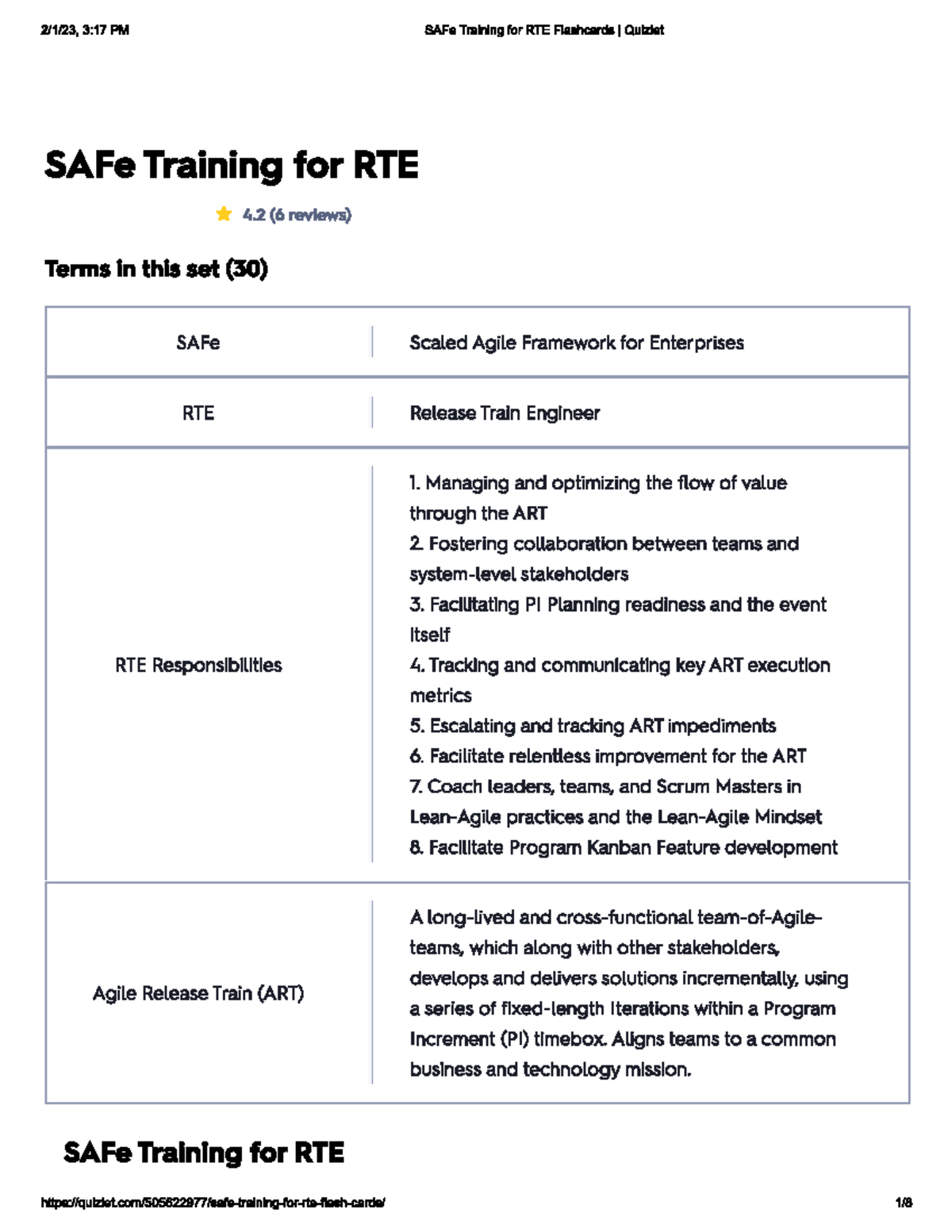 5SAFE RTE Quizlet 5 - Safe exam question - Studocu