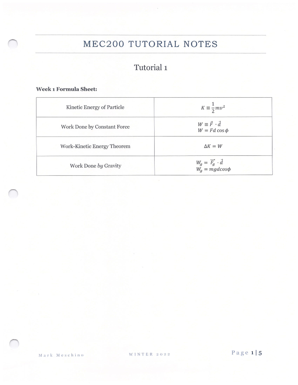 MEC200 Formulas - eeeeeeeeeeeeeeeeeeeeeeeeeeeeee - SEC555 - Studocu