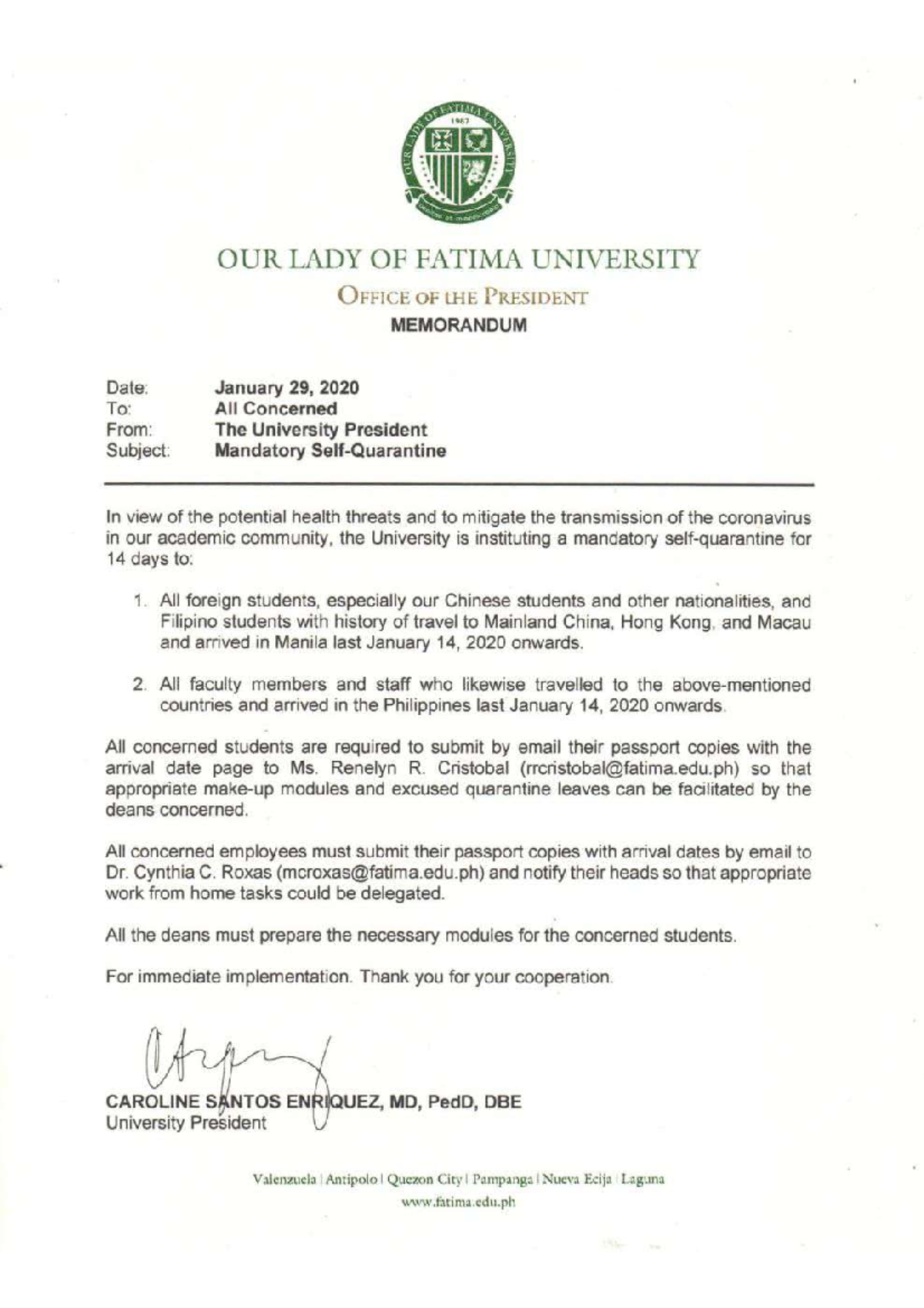 Our Lady of Fatima University consent form - Medical Laboratory Science ...