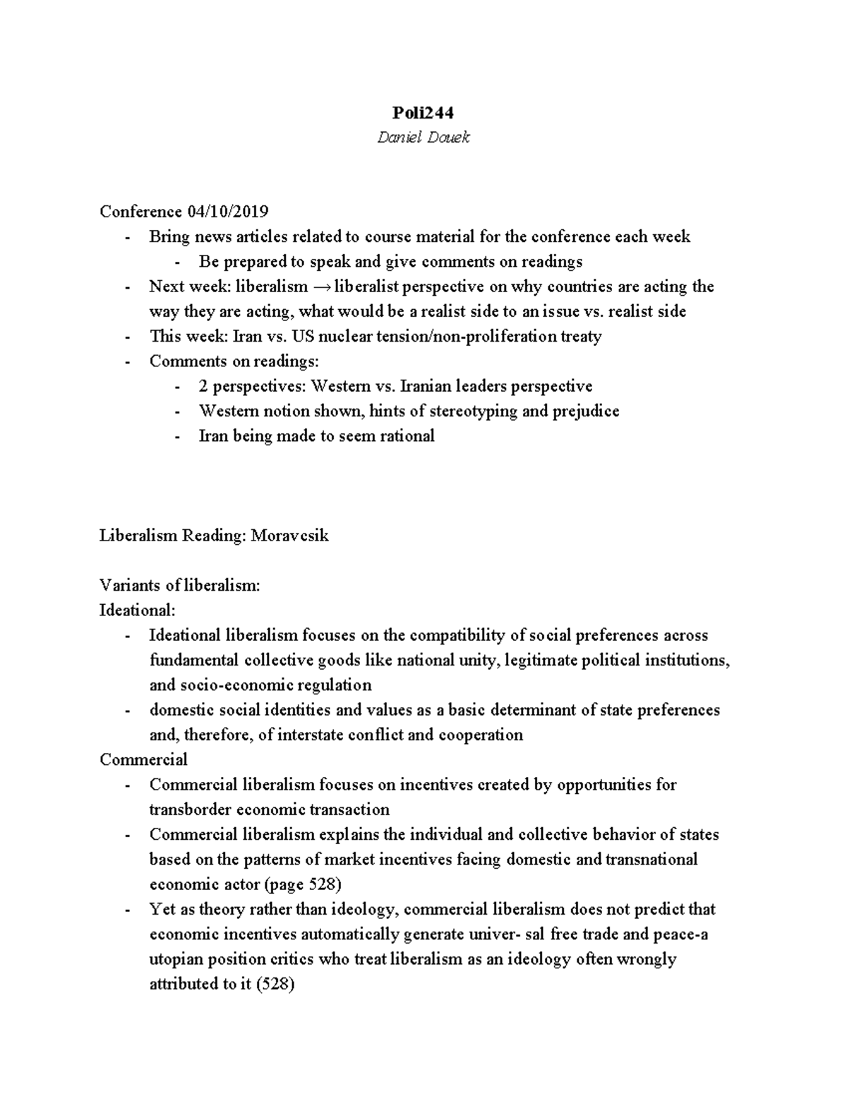 MIDTERM example of POLI 244 State Behaviour - Poli Daniel Douek ...
