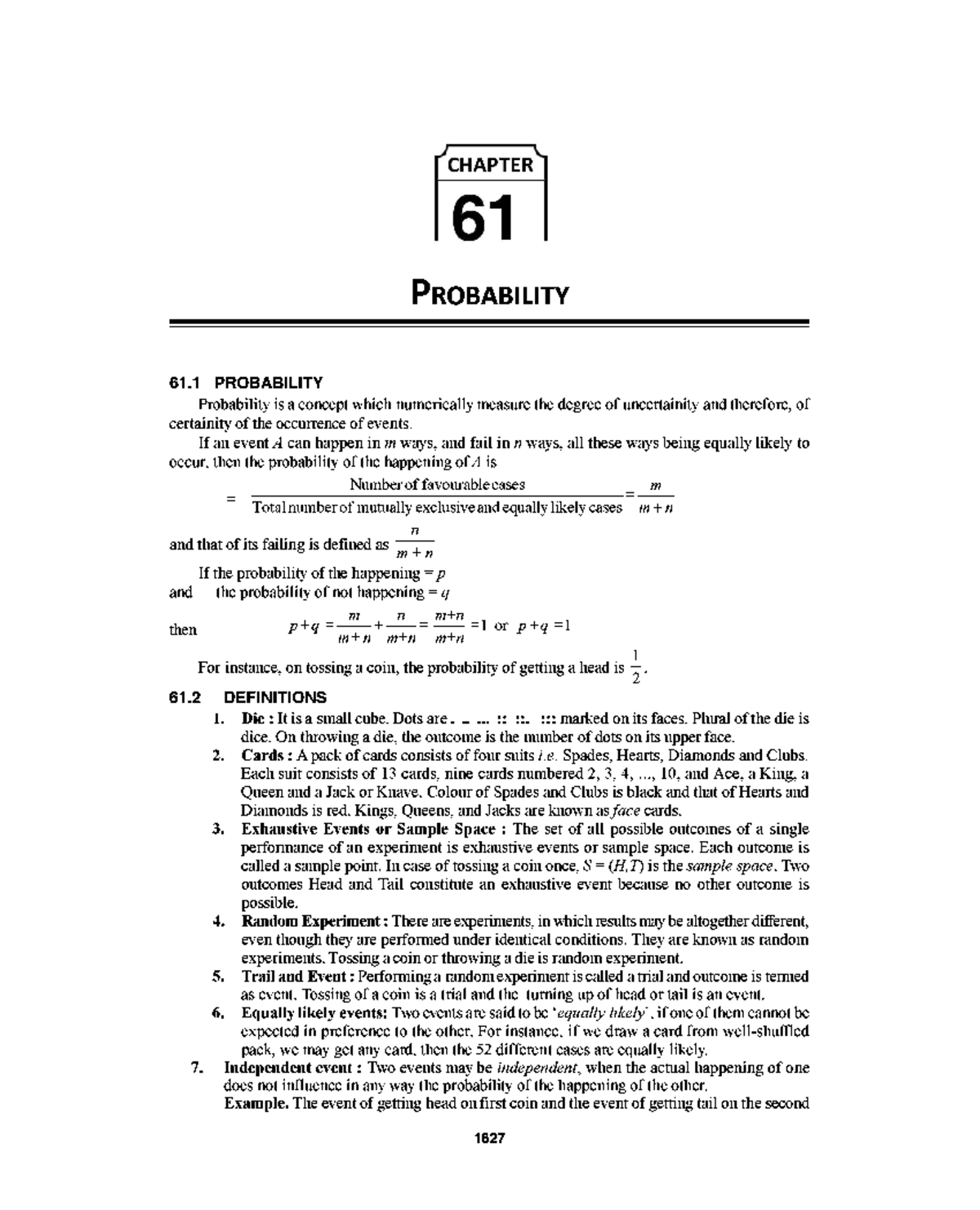Higher Engg Maths- 61 - Probability - Mathematics-I - Studocu