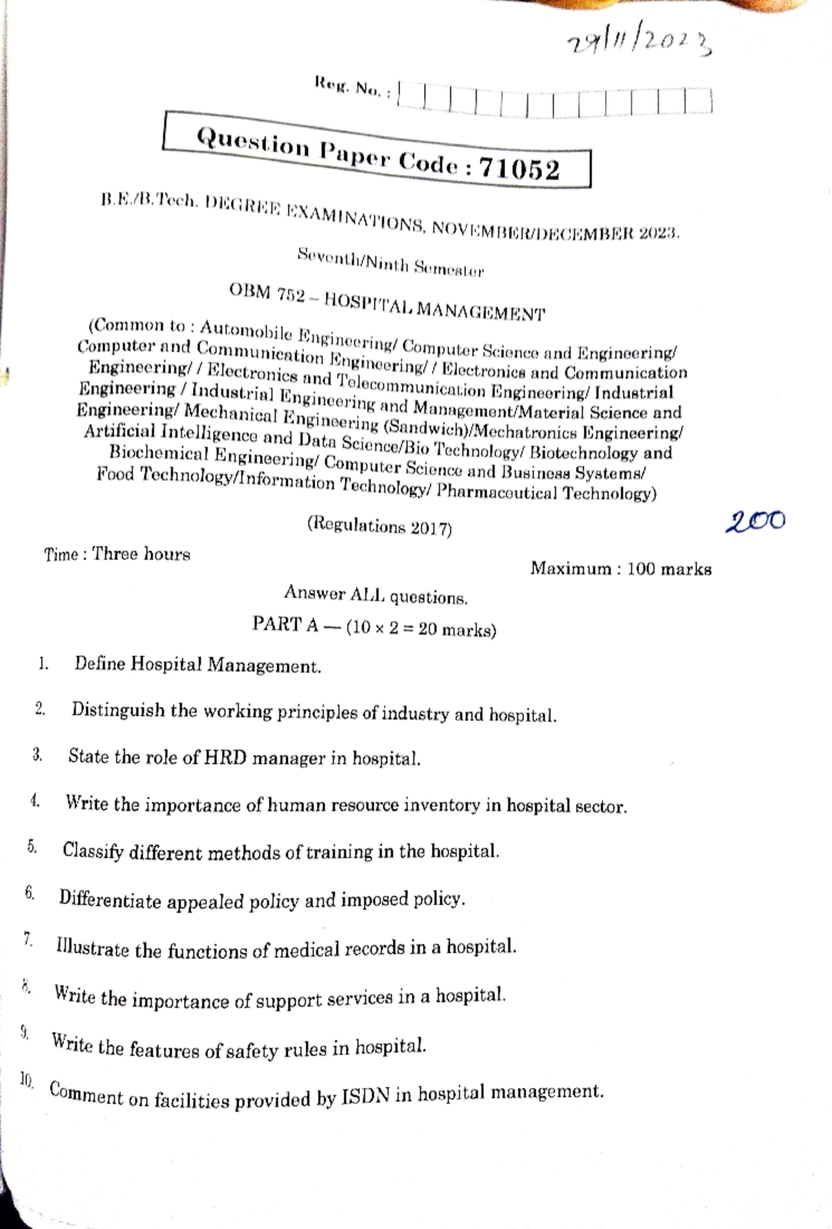 Hm-QP - Anna university QP - 3 4. 1. Reg. No.: Question Paper Code: B.E/B'ech. DEGREE ...