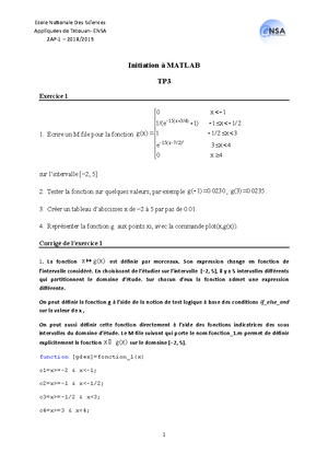 Corrigé TP4 Matlab (1) - Appliquées de Tétouan- ENSA 2AP-1 – 2019/ Initiation à MATLAB TP ...