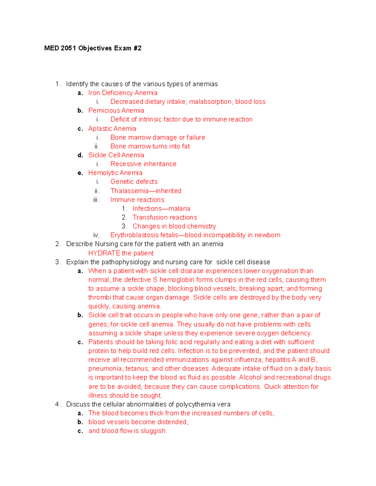[Cardio] Objectives Exam 2 fr Angie - MED 2051 Objectives Exam ...