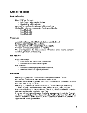 Lab 1 - Micropipetting Post Laboratory Questions - Post Lab 1 Questions ...