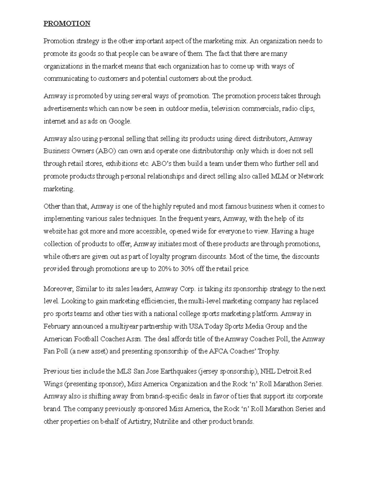 BASIC MARKETING BUSINESS REPORT (PROMOTION) - PROMOTION Promotion ...