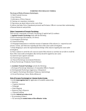Forensic Psychology Assignment - Name - Soumyadeep Bagchi Course ...