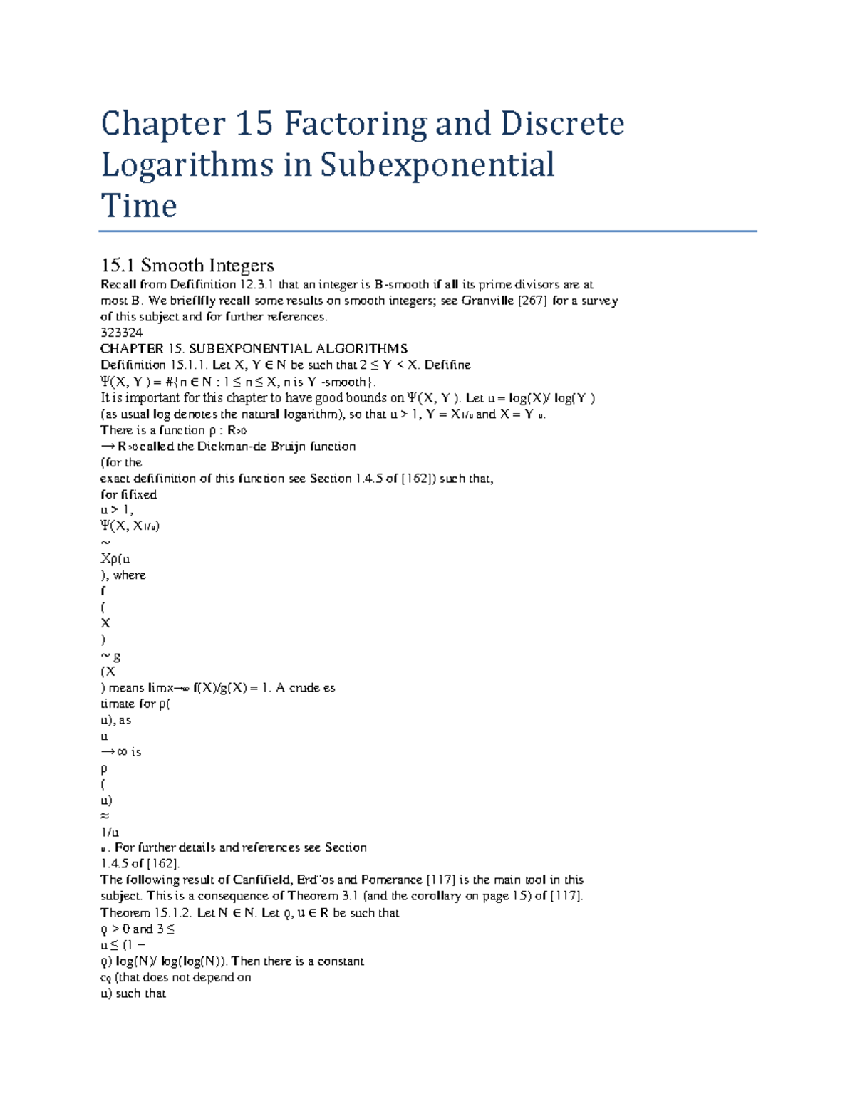 Chapter 15 Logarithms in Subexponential - Chapter 15 Factoring and Discrete Logarithms in - Studocu