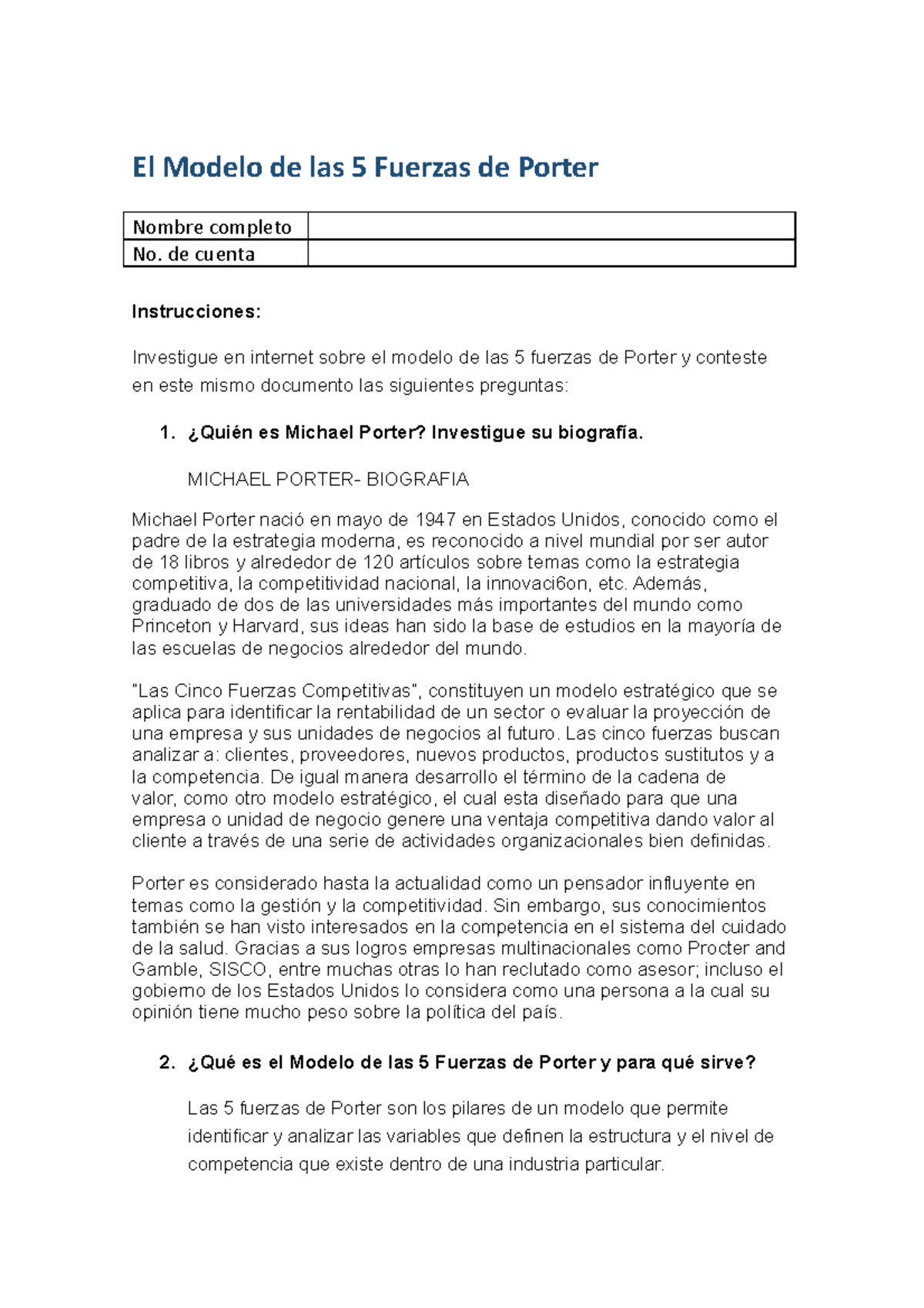 Actividad 4 El Modelo de las 5 Fuerzas de Porter term - El Modelo de ...