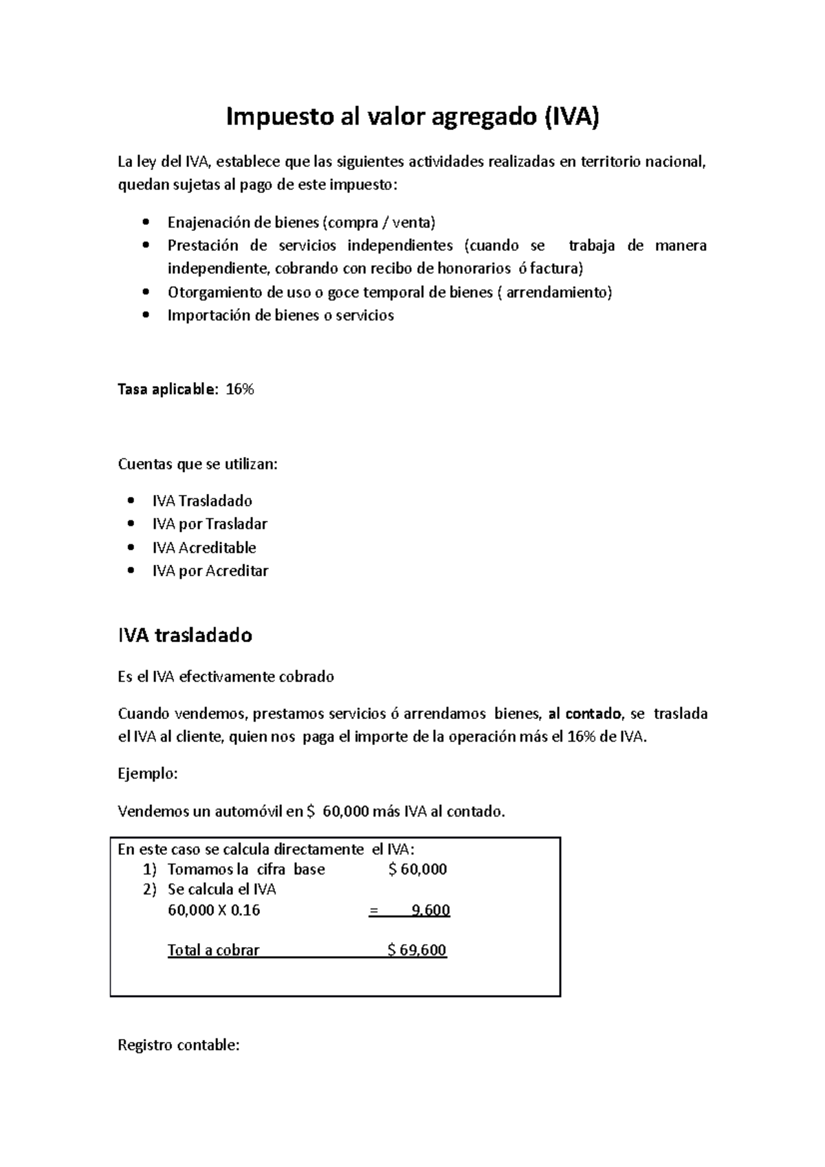 IVA documento - iva - Impuesto al valor agregado (IVA) La ley del IVA, establece que las ...