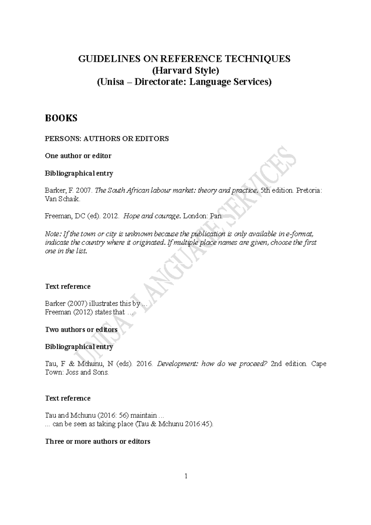 Guidelines Reference Techniques Unisa 2016 - GUIDELINES ON REFERENCE ...