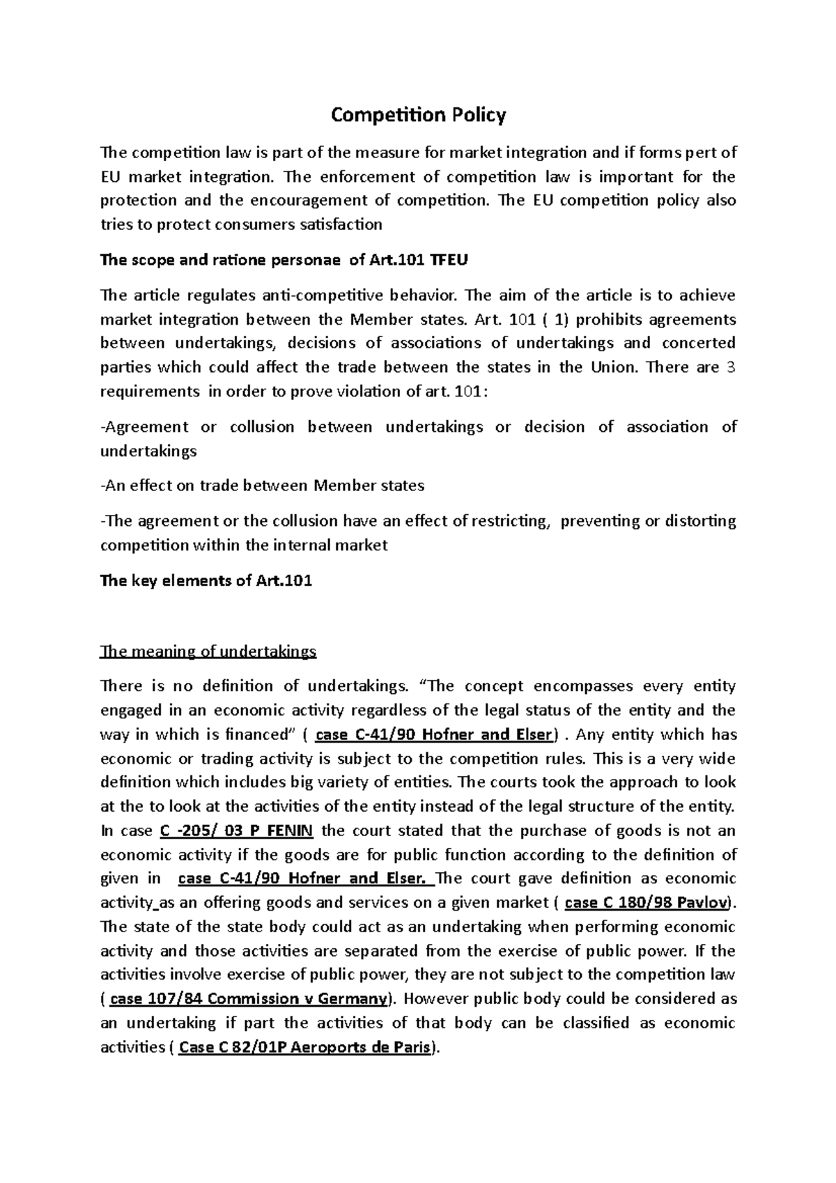 Competition Policy eu low - Competition Policy The competition law is ...