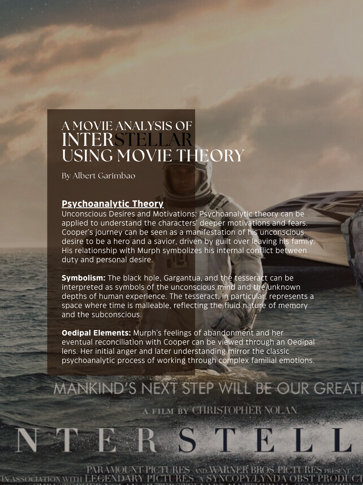 Interstellar - ANALYSIS - A MOVIE ANALYSIS OF INTERSTELLAR USING MOVIE ...
