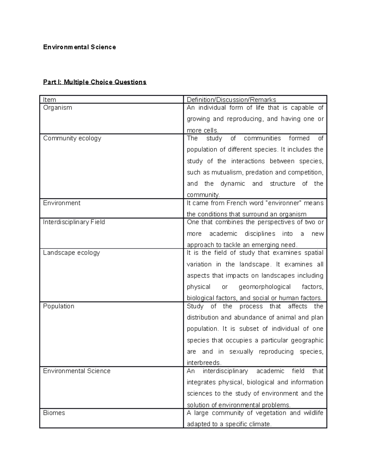 Environmental science module 1 test - UE - Studocu