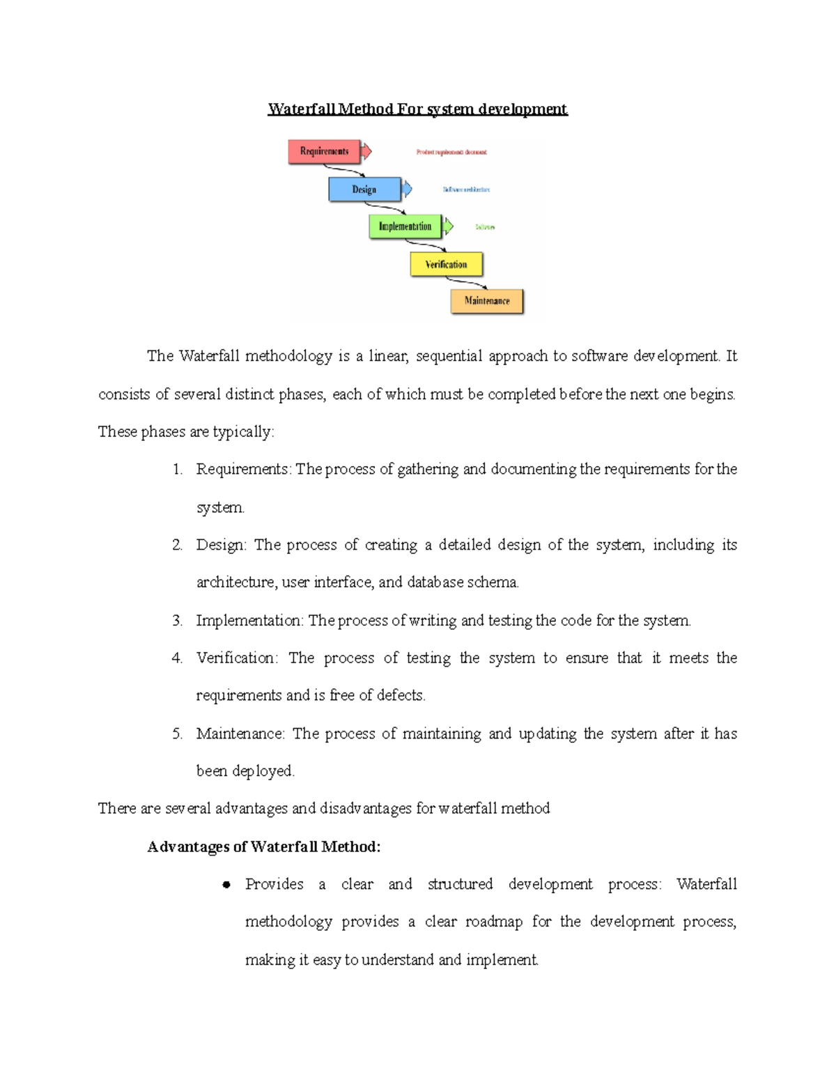 Waterfall Method For System Development - It consists of several ...