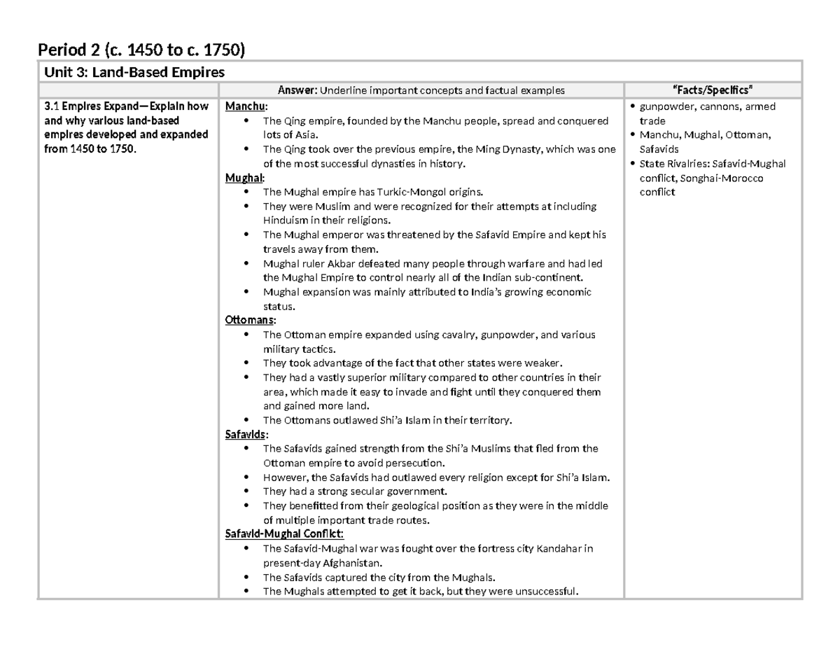 Whap modern review project 2022 - Period 2 (c. 1450 to c. 1750) Unit 3 ...