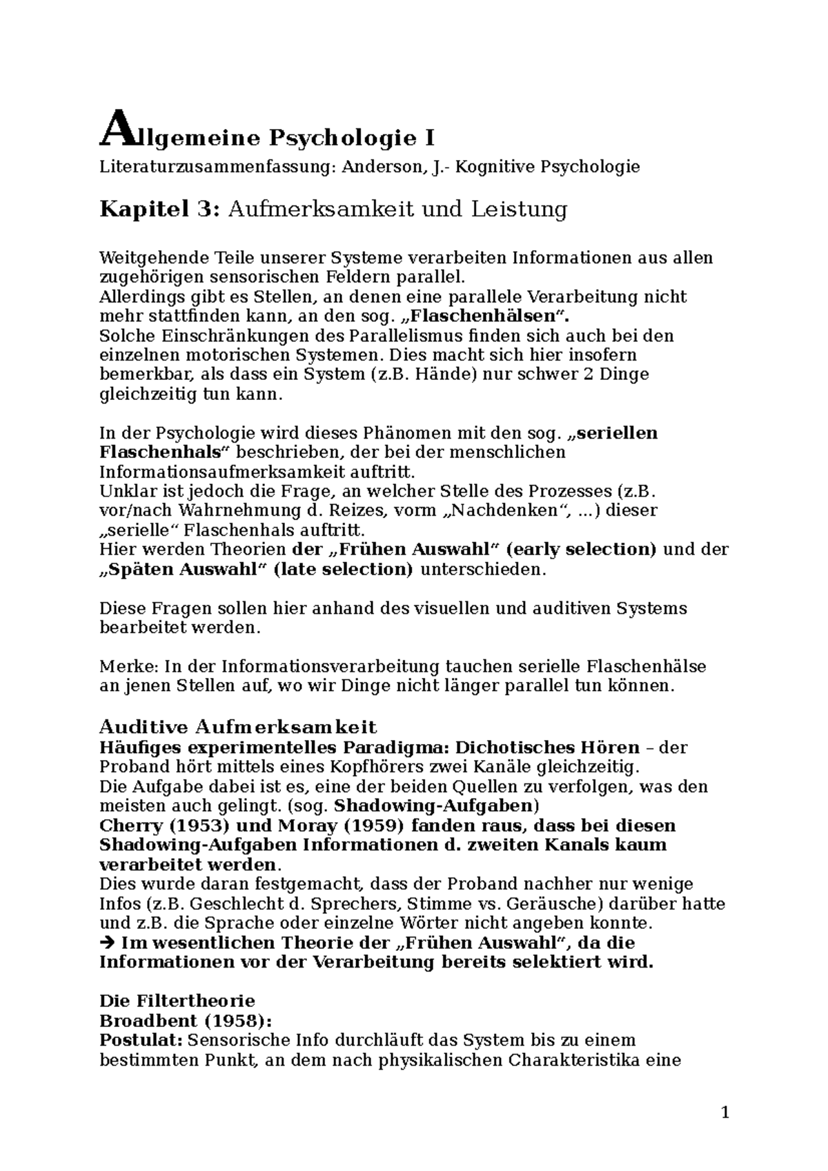 Anderson-kap3-aufmerksamkeit-und-leistung text - Allgemeine Psychologie I ...
