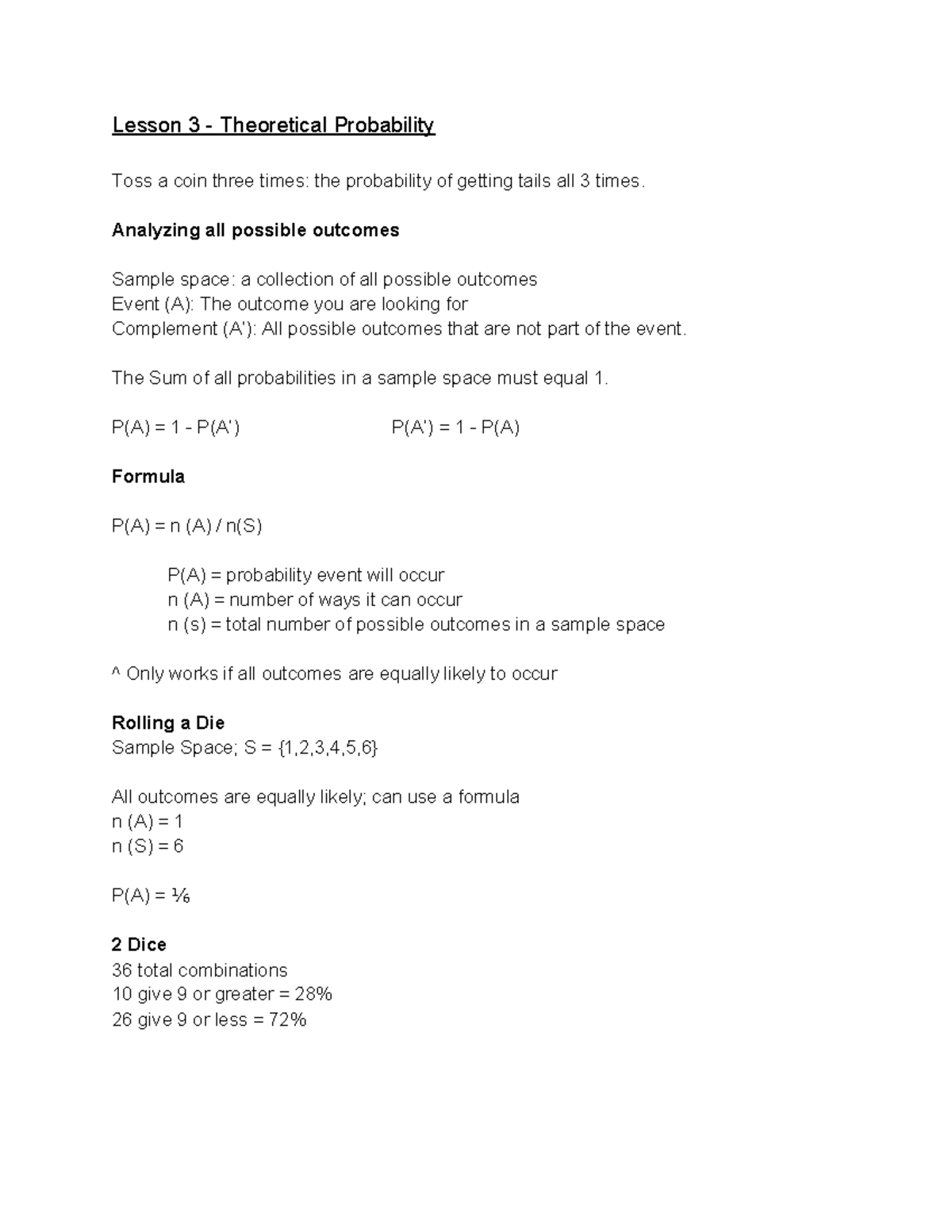 02 10 2021 - U1.L3 - Theoretical Probability - Lesson 3 - Theoretical ...