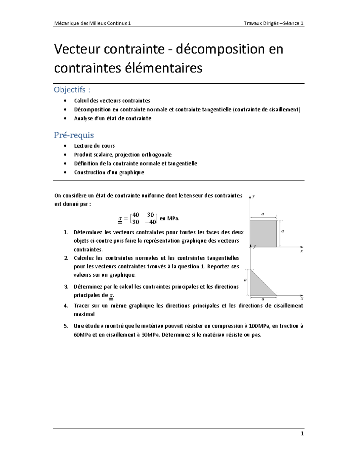 TD1 correction diffusion - Vecteur contrainte - décomposition en ...