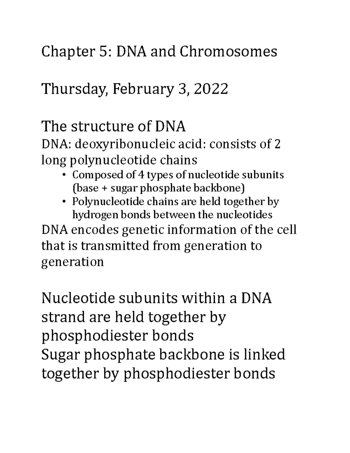 Chapter 5 Cell Bio Notes - BIOL 3111 - UNC Charlotte - Studocu