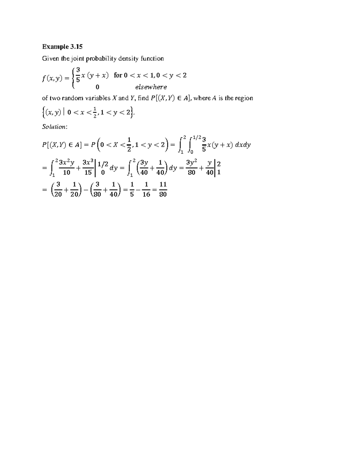 Example 3 - math stats 1 - Example 3. Given the joint probability ...