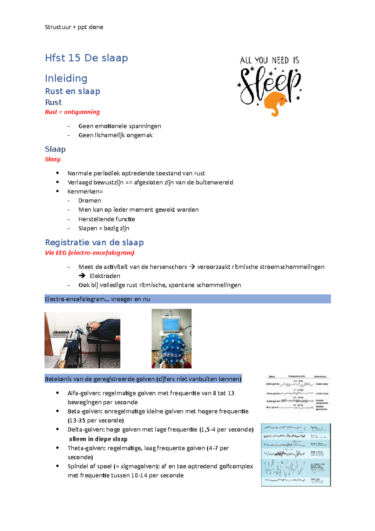Hfst 15 De slaap - Hfst 15 De slaap Inleiding Rust en slaap Rust Rust ...