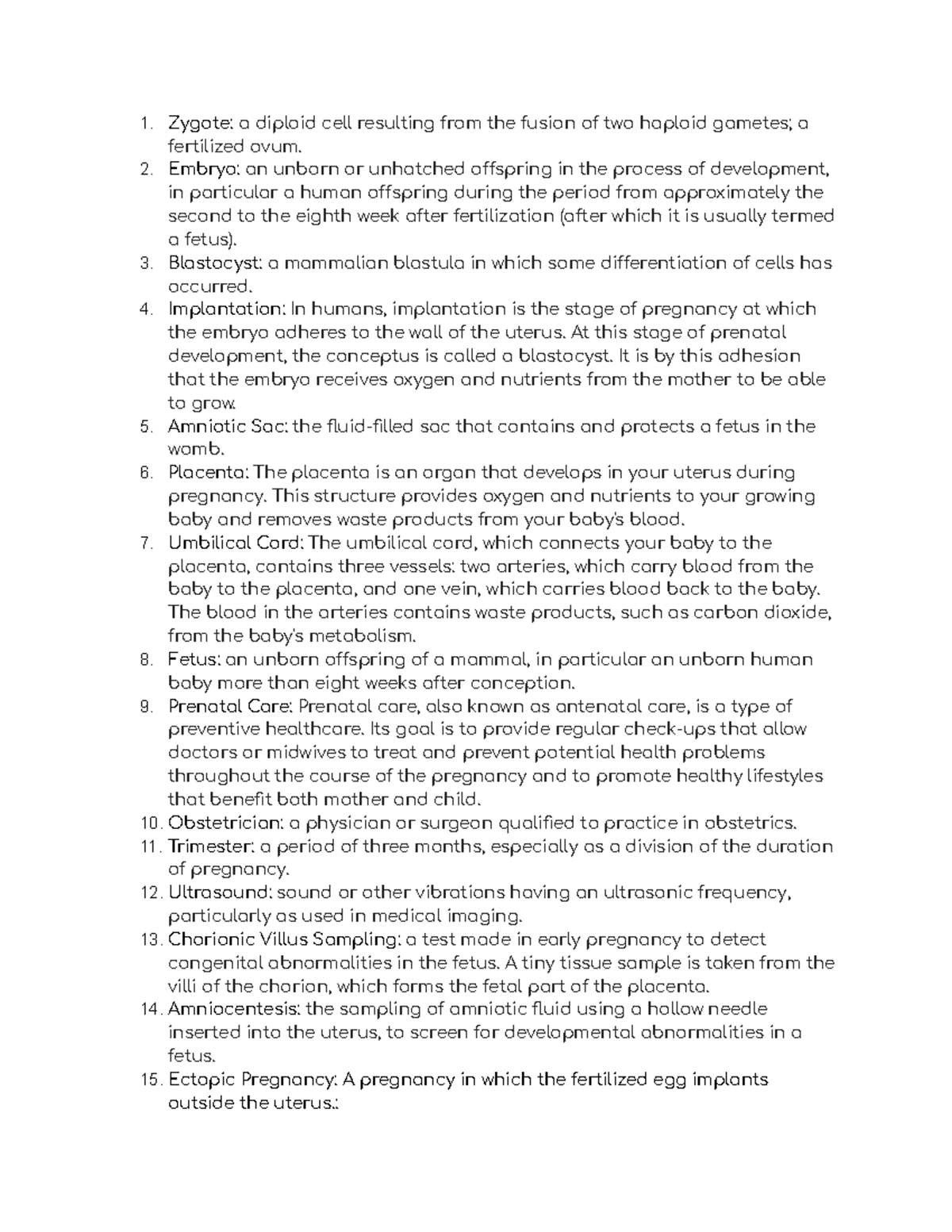 Prenatal Development and Pregnancy Terms - Studocu
