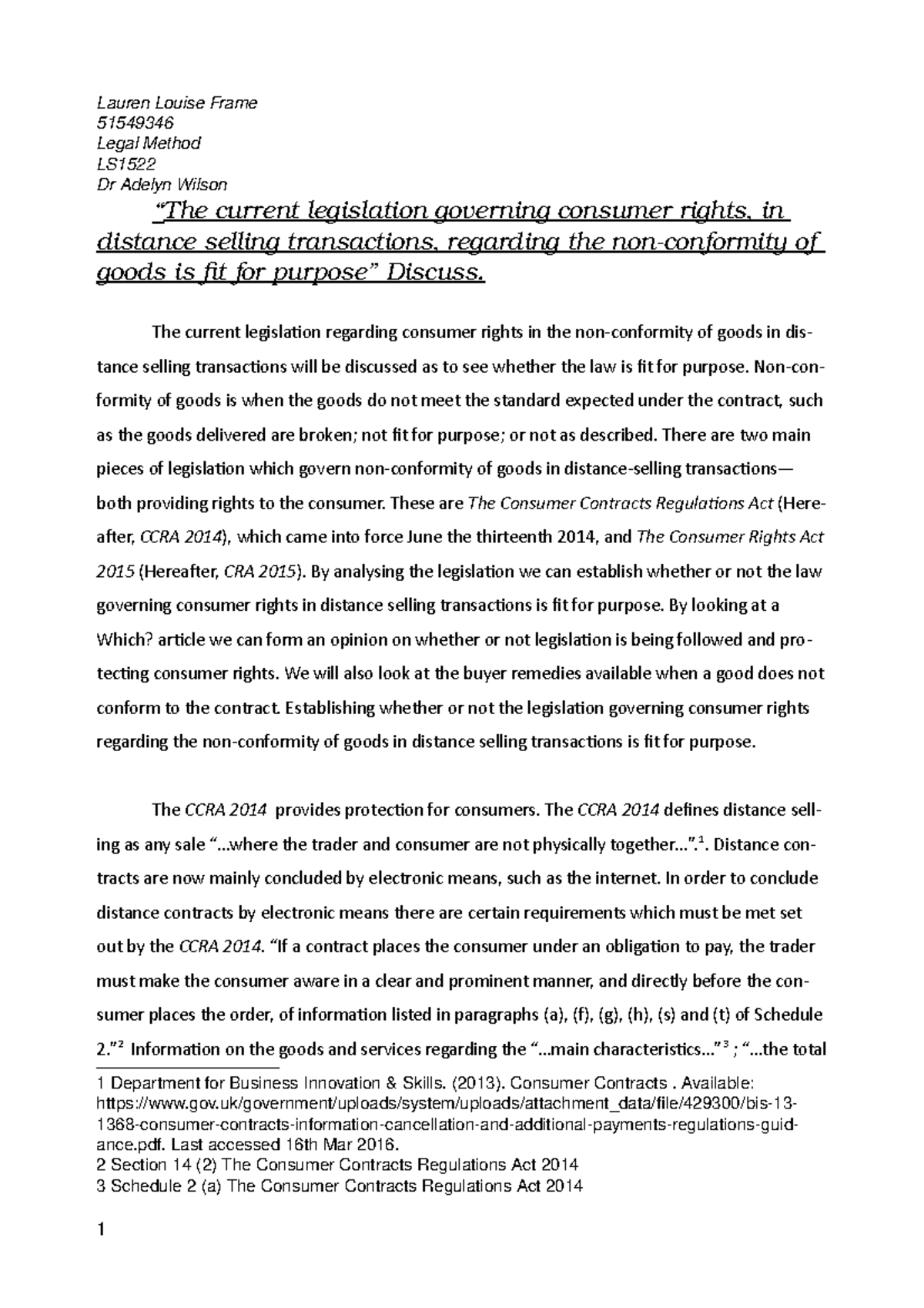 Essay on distant selling - 51549346 Legal Method LS Dr Adelyn Wilson ...