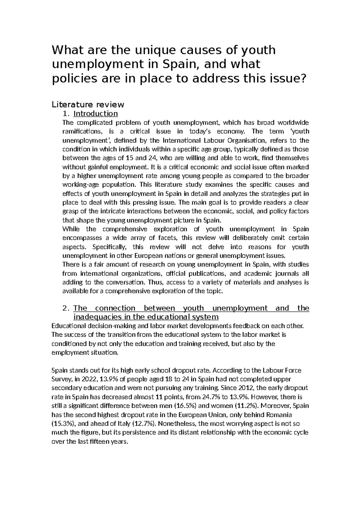 What are the unique causes of youth unemployment in Spain ...