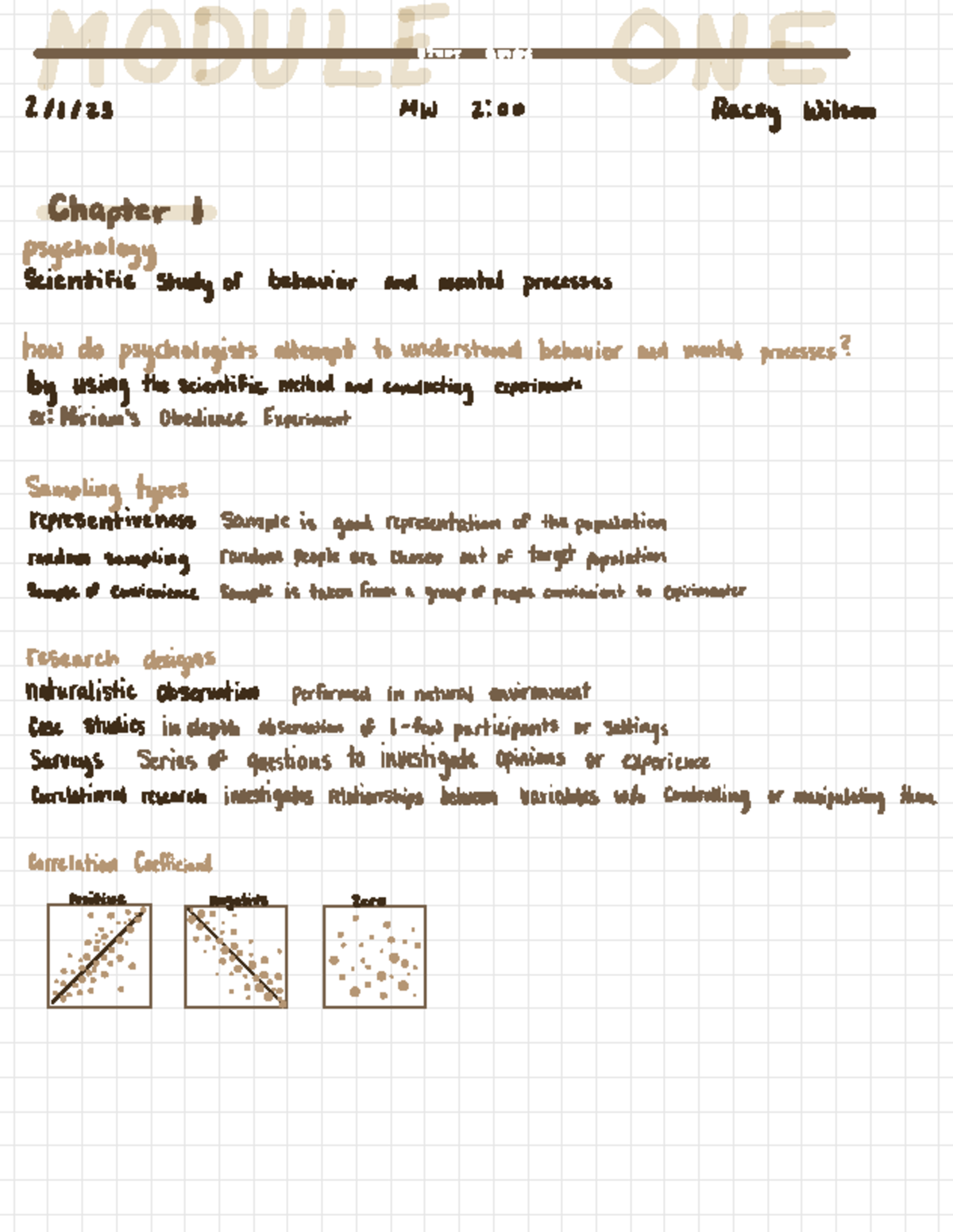 Intro to Psych Chapter 2 - STUDY ONE MW 2:00 Racey Wilson Chapter ...