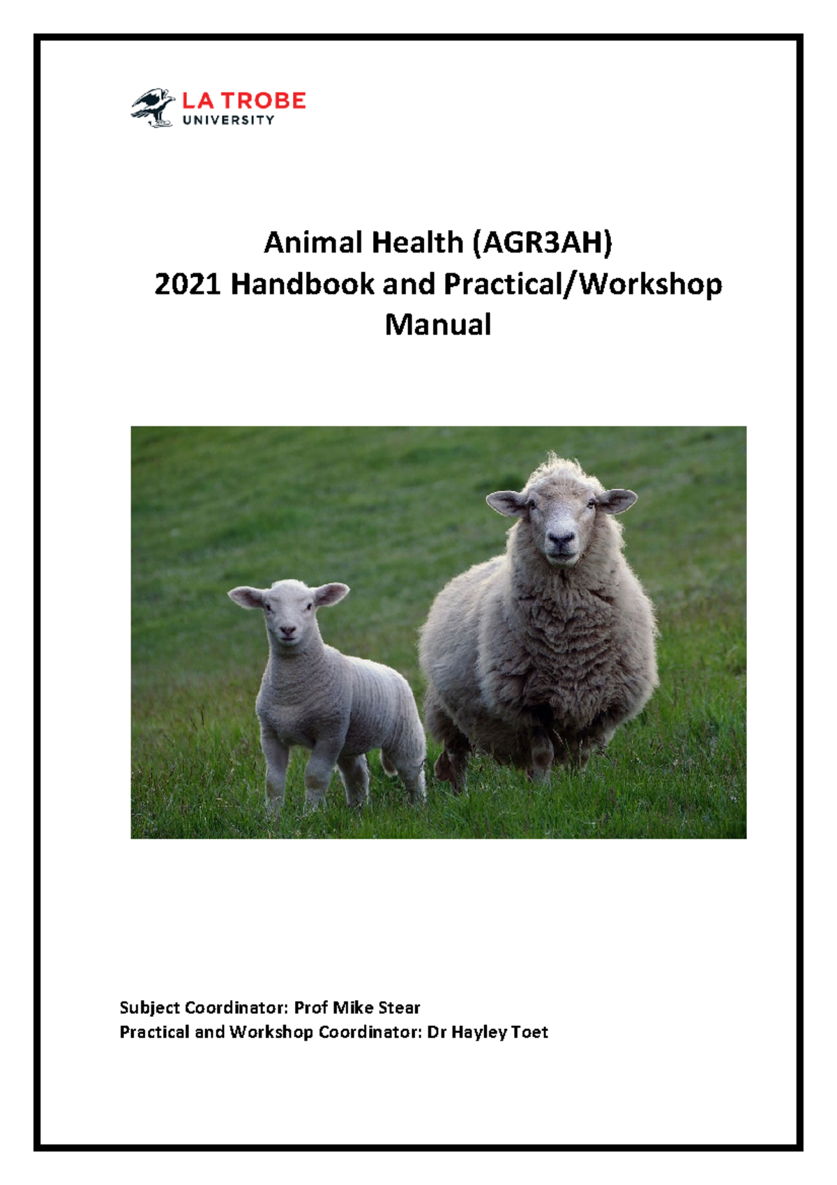 AGR3AH Handbook and Practical Manual 2021 - Animal Health (AGR3AH) 2021 ...