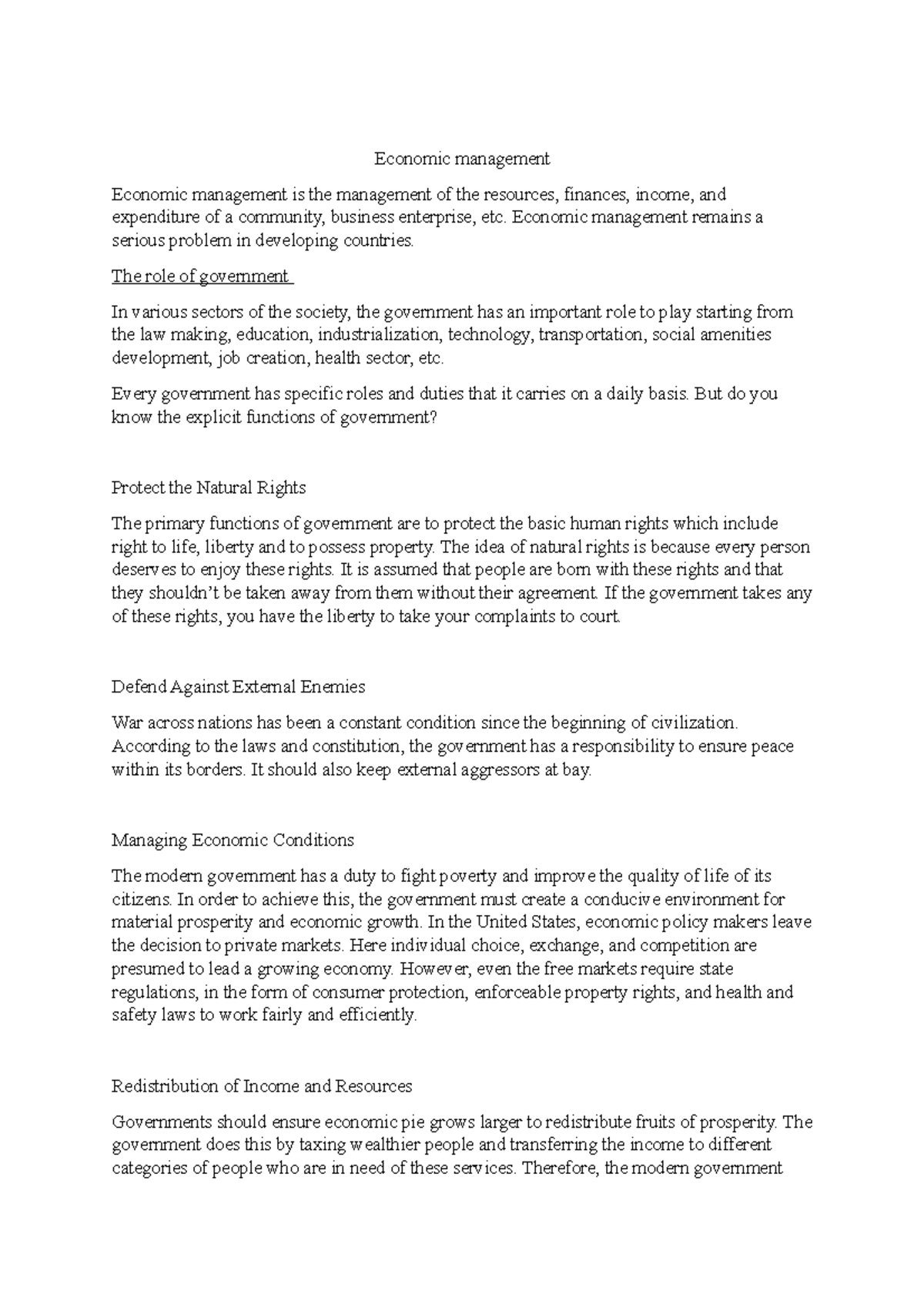 Economic management - hope it helps - Economic management Economic ...