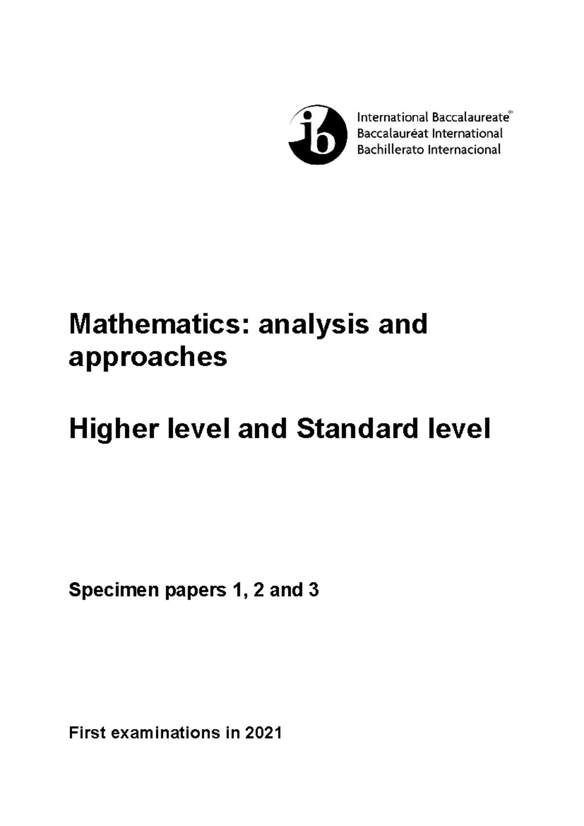 Spec HL and SL - CONTENTS Mathematics: analysis and approaches higher ...