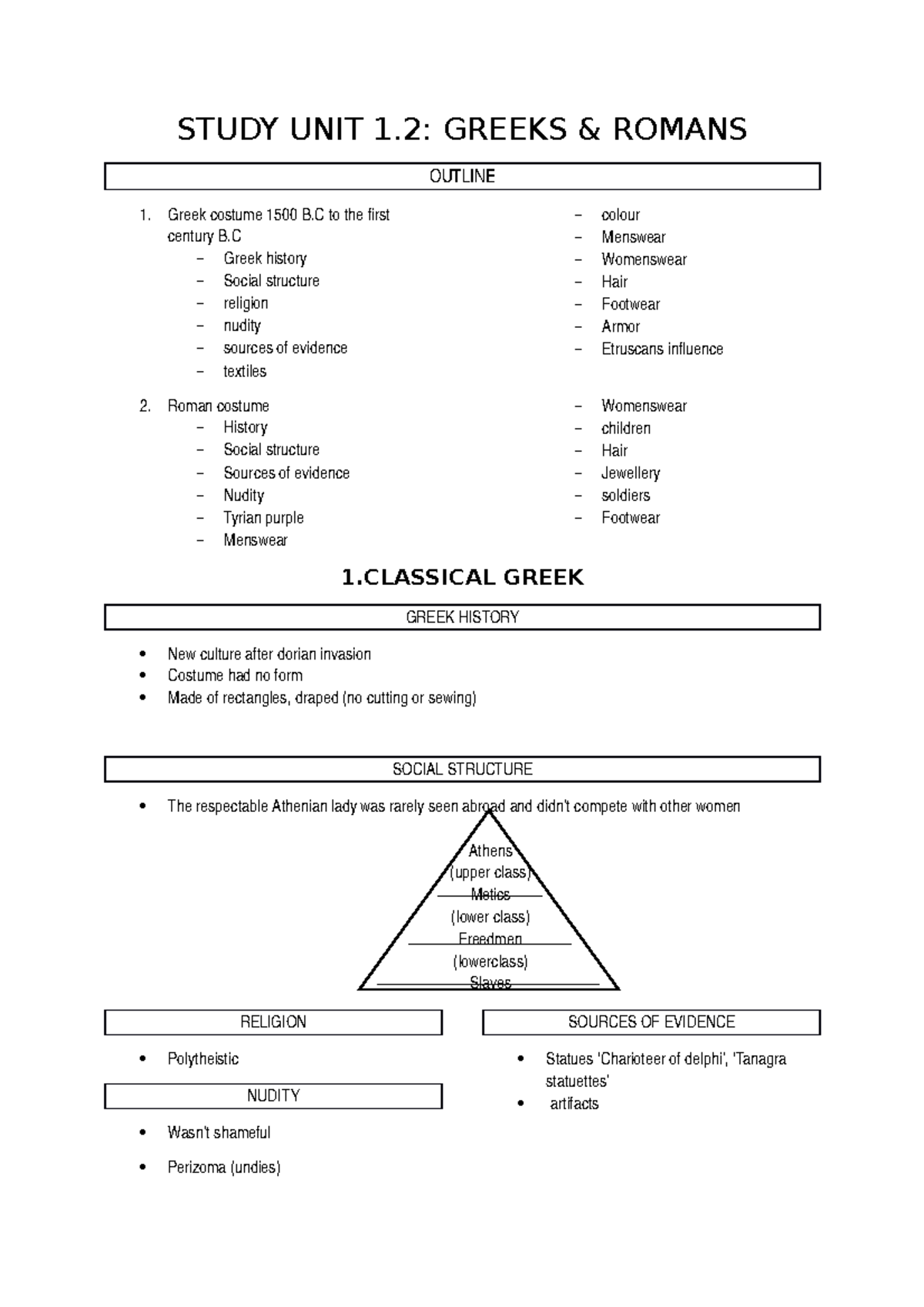1.2 Greeks ^LL0 Romans - Lecture notes Study theme 1.2 - STUDY UNIT 1 ...