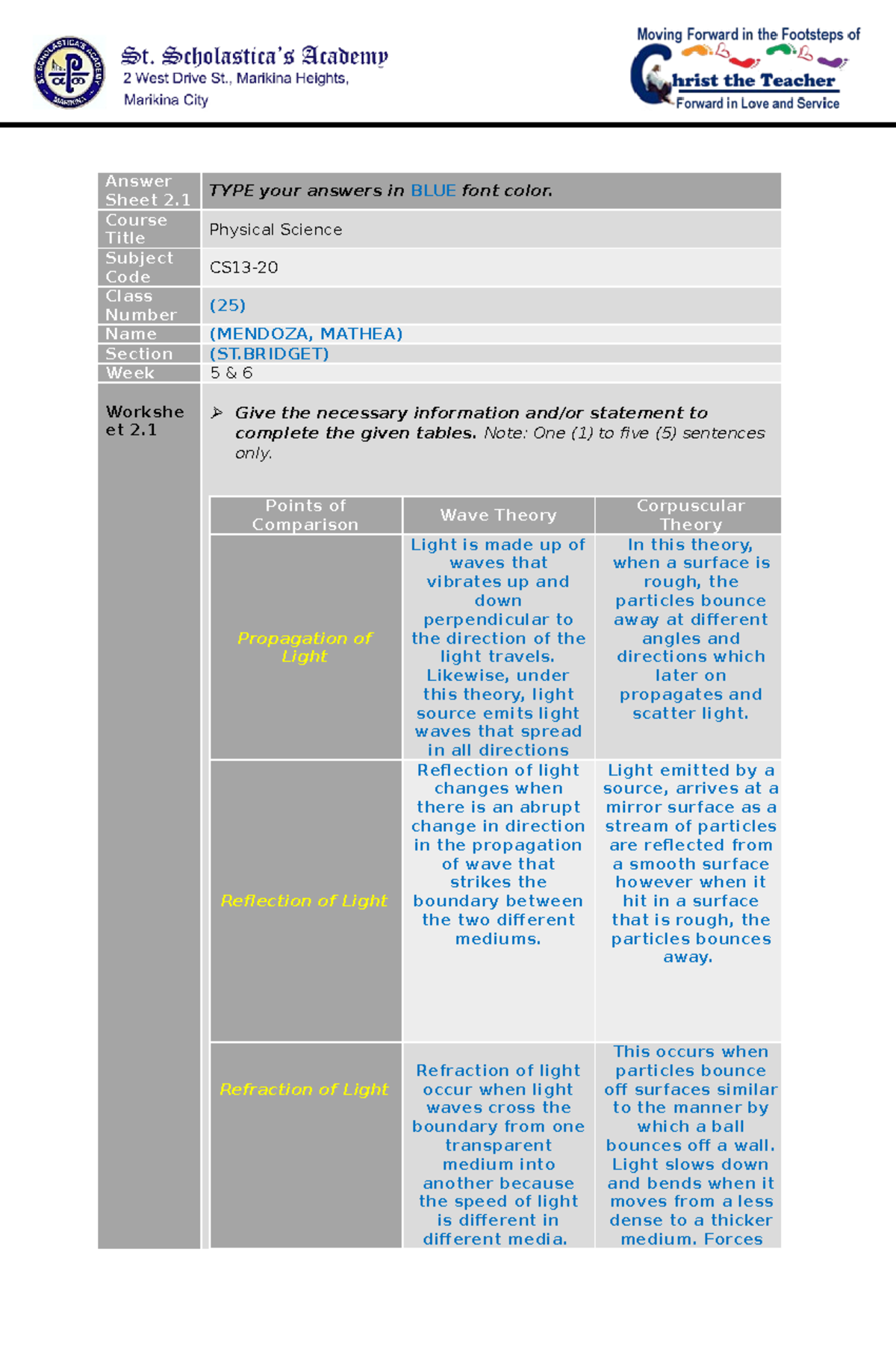 CS13-20 │ learning packet 2.1 copy - Answer Sheet 2 TYPE your answers ...