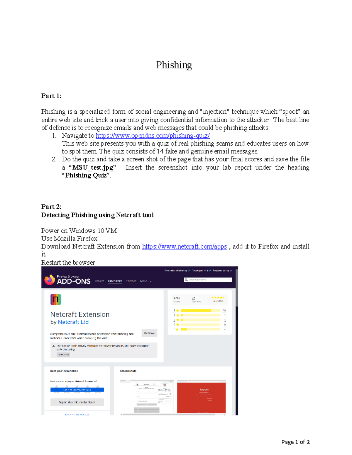 CYT 100 - Lab 2-Phishing - Phishing Part 1: Phishing is a specialized ...