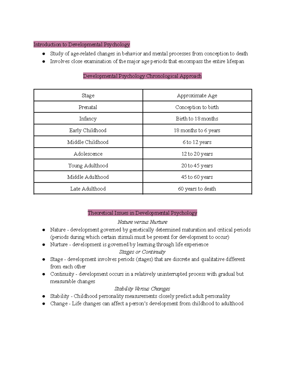Ch. 9 - Life Span Development I - Introduction to Developmental ...