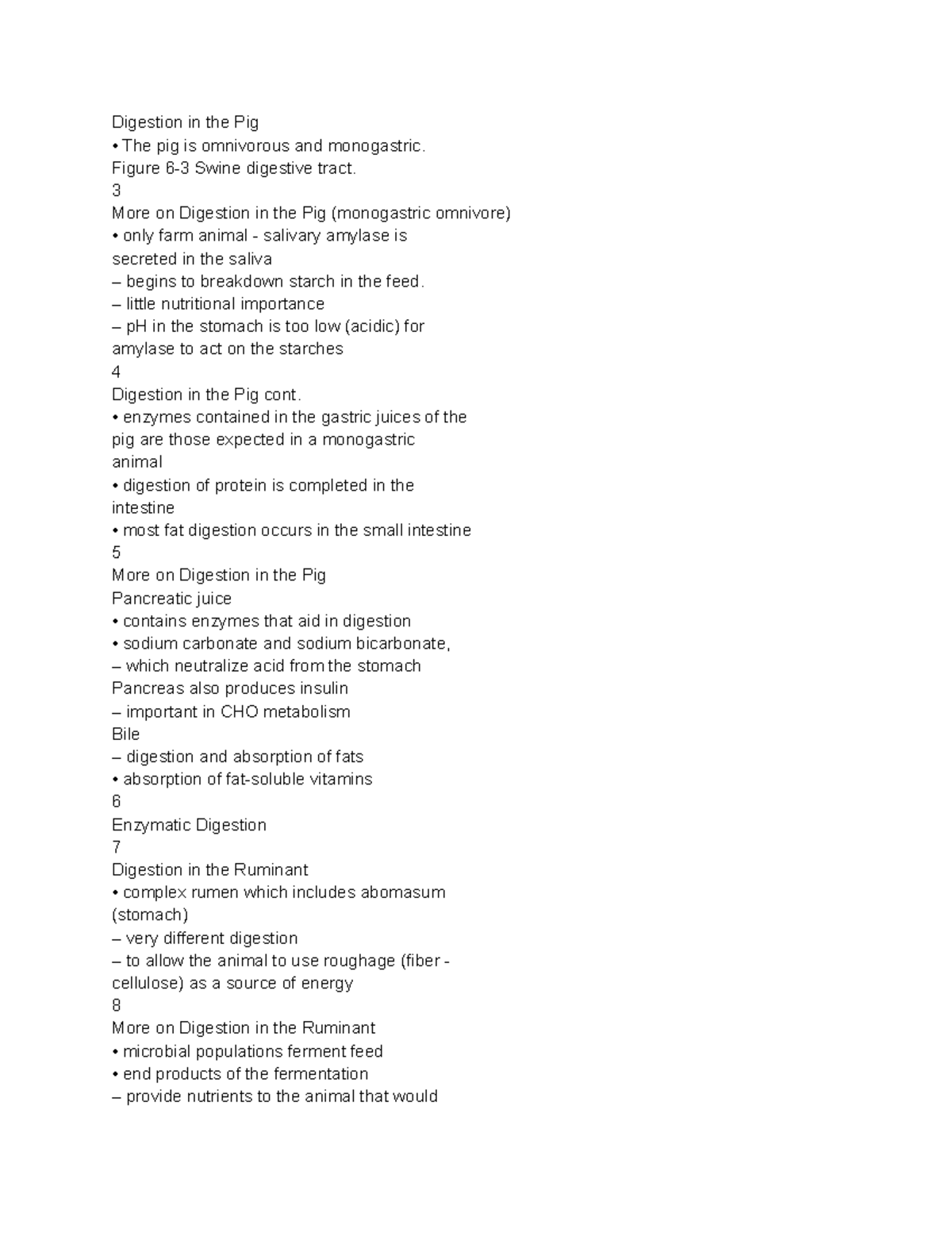 3b. Digestion Part 2 - Digestion in the Pig The pig is omnivorous and ...