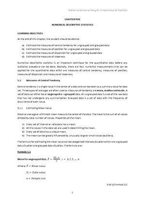 Notes STA111 - STA FUNDAMENTALS OF STATISTICS CHAPTER 1 ...