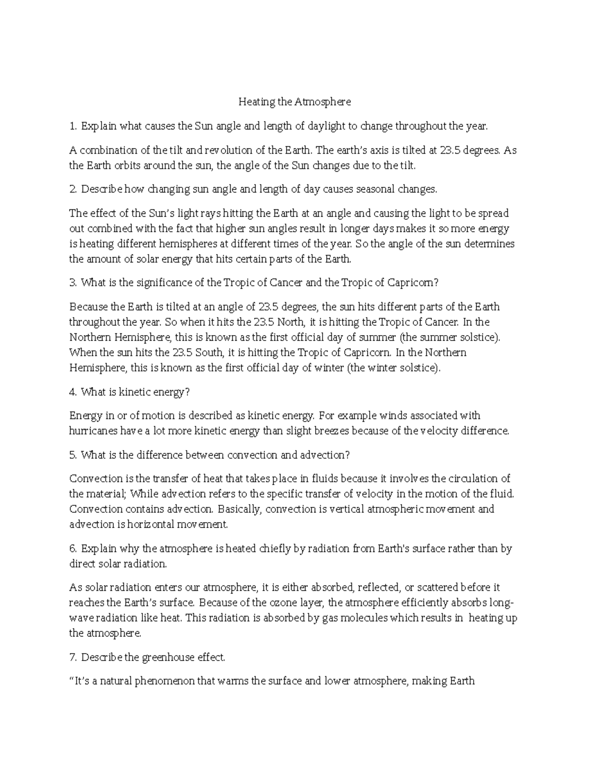 Ch 2 Heating the Atmosphere - Heating the Atmosphere Explain what ...