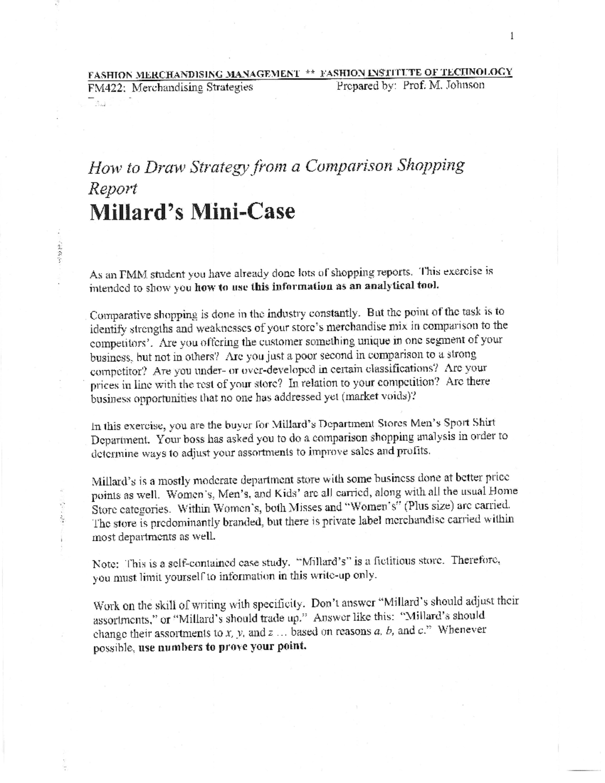 Millard's Mini Case - FM 244 - Studocu