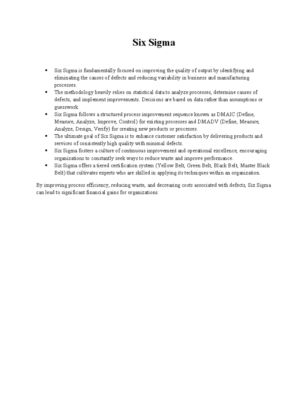 Six Sigma Rules Bnnn Six Sigma Six Sigma Is Fundamentally Focused