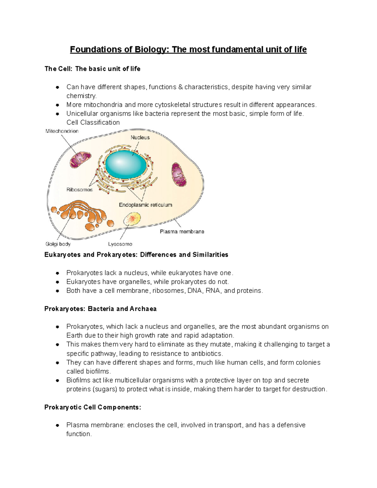 Foundations of Biology The most fundamental unit of life - More ...