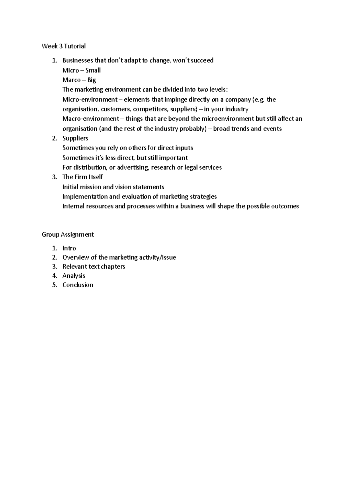 Week 3 Tutorial - week 3 - Week 3 Tutorial Businesses that don’t adapt ...