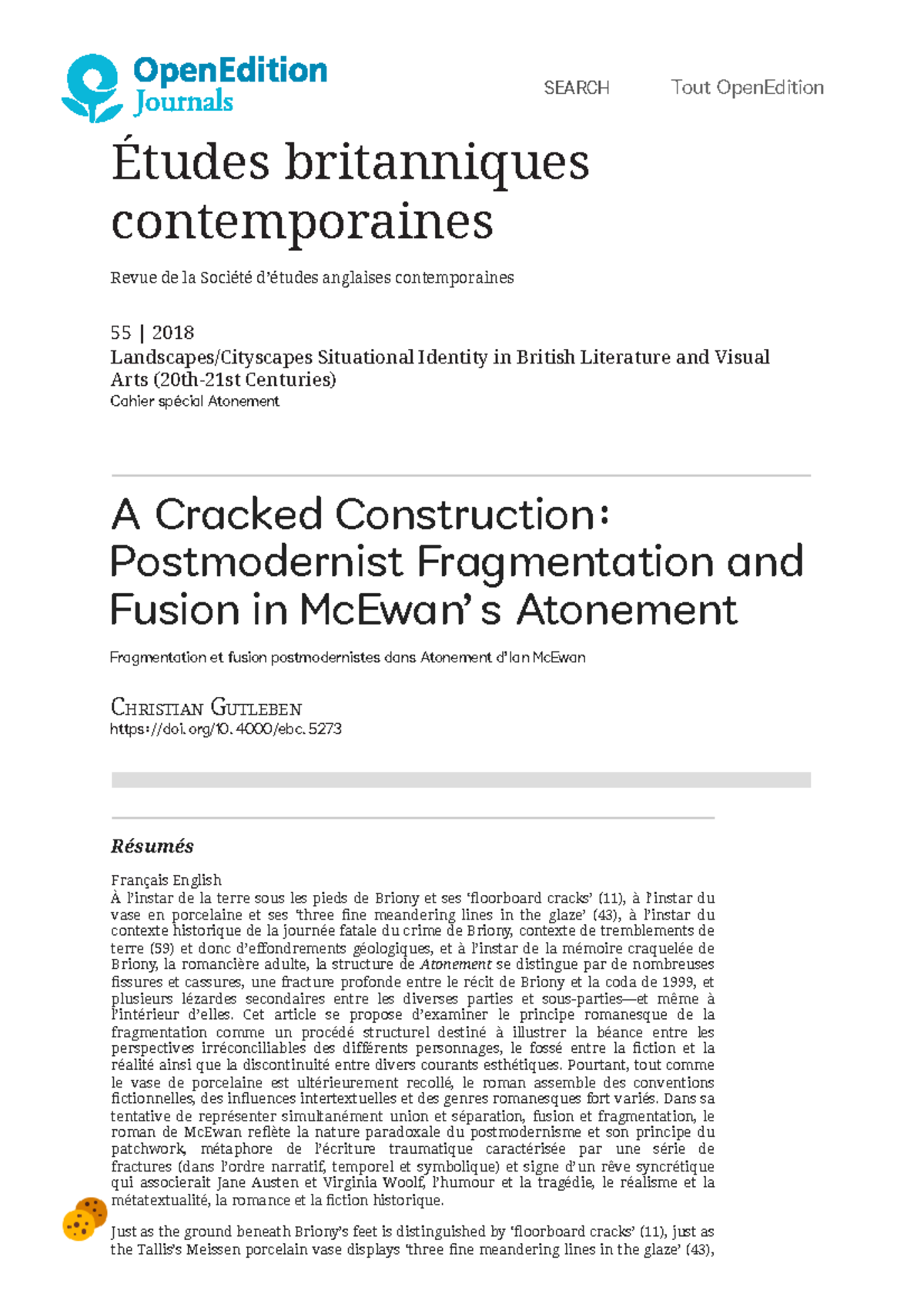 A Cracked Construction Postmodernist Fragmentation and Fusion in Mc ...