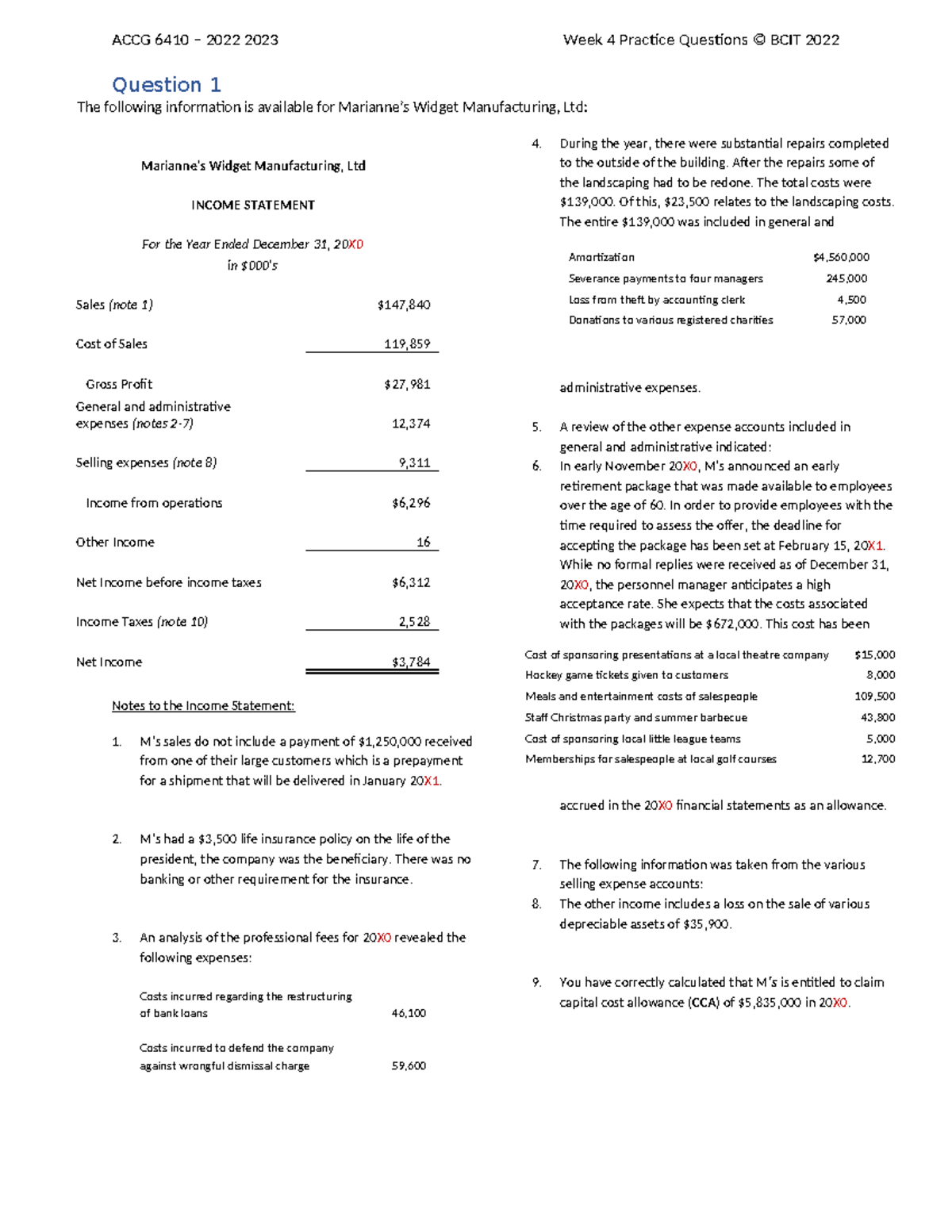 ACCG 6410 2022 2023 Week 4 Practice Solutions - Question 1 The ...