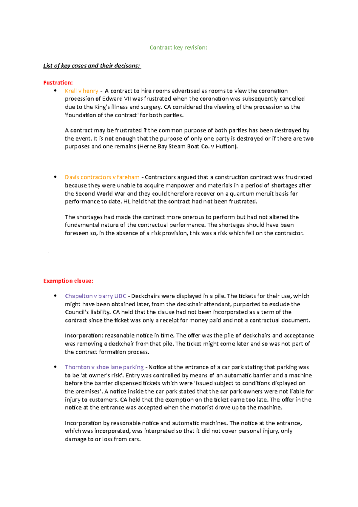 Contract key revision - Contract key revision: List of key cases and ...
