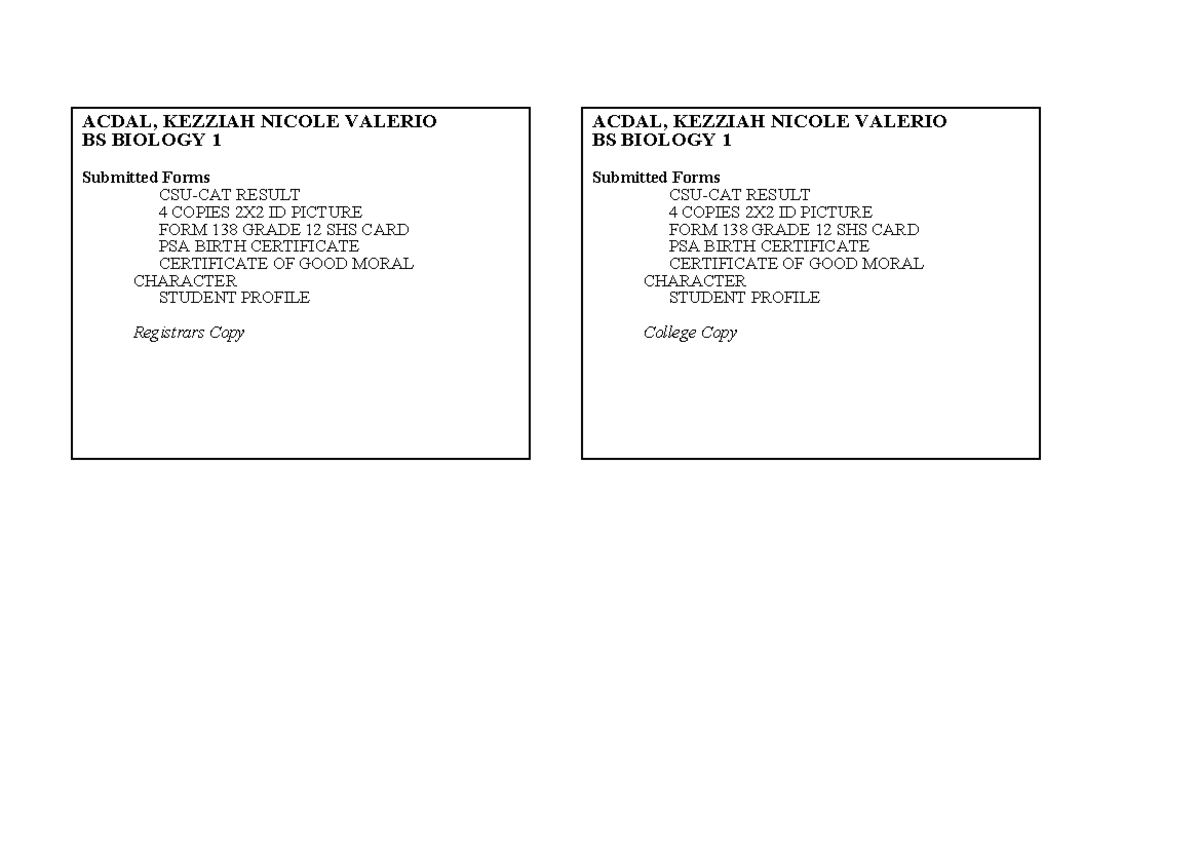 122. Envelop Labels - none - ACDAL, KEZZIAH NICOLE VALERIO BS BIOLOGY 1 ...
