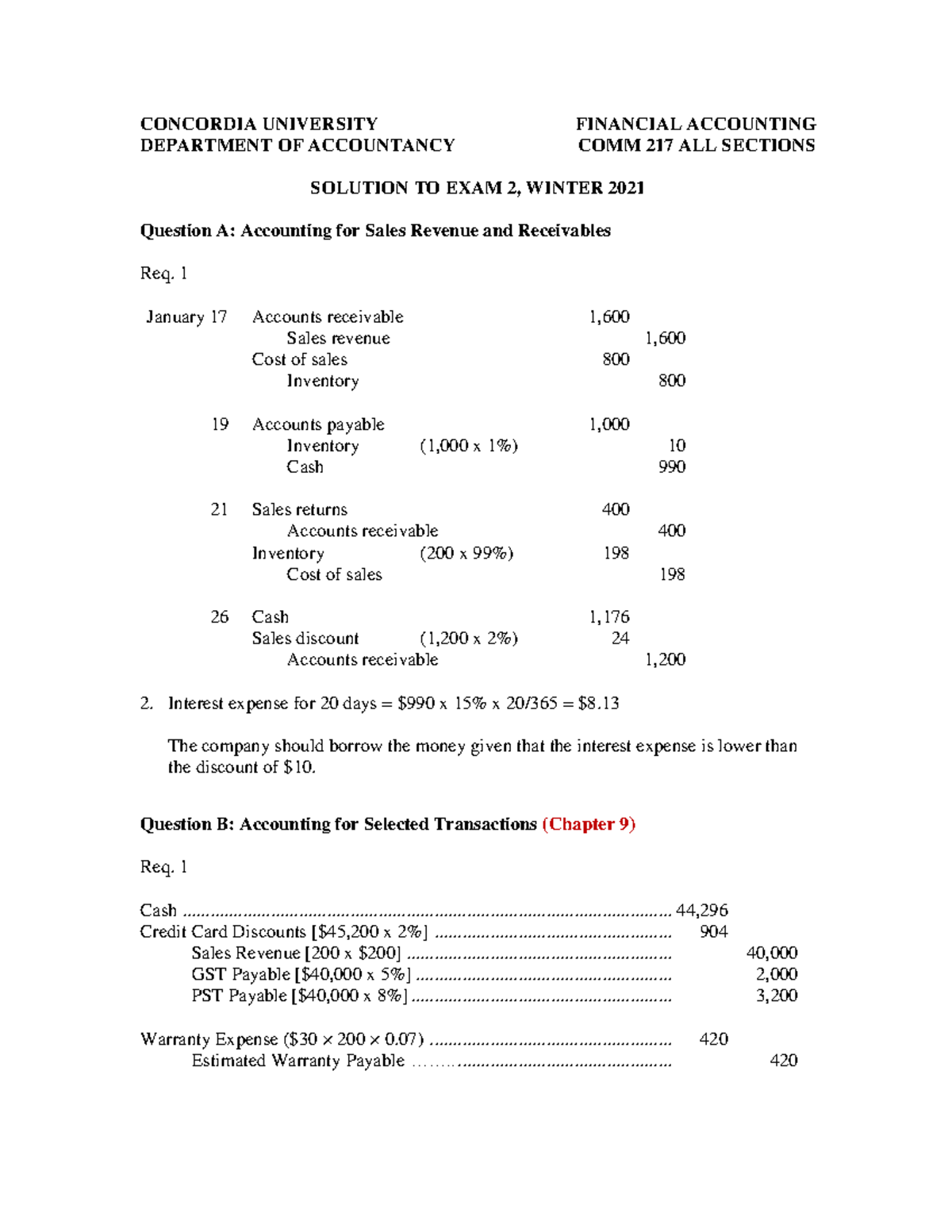 2021 Winter Midterm 2 - Solutions - CONCORDIA UNIVERSITY FINANCIAL ...